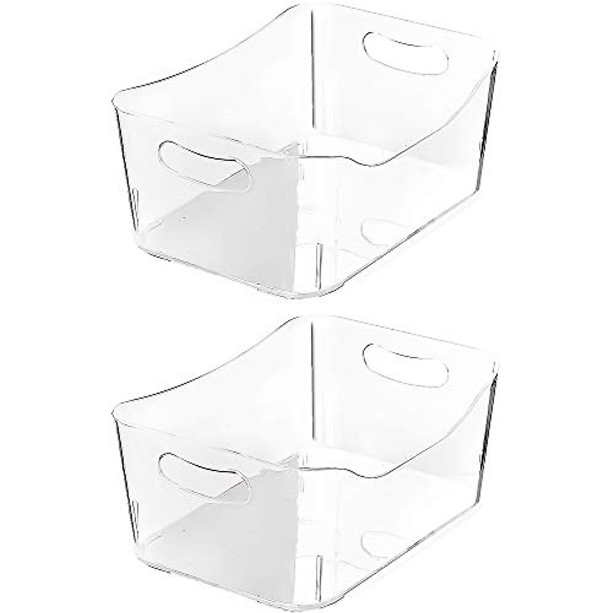 YBM HOME Storage Bins - Open Plastic Organizers and Storage Basket for Kitchen Pantry Organization, Under Sink Bathroom Storage, Toy Baskets, Food Storage Box Containers (Small - Clear 2 Packs)
