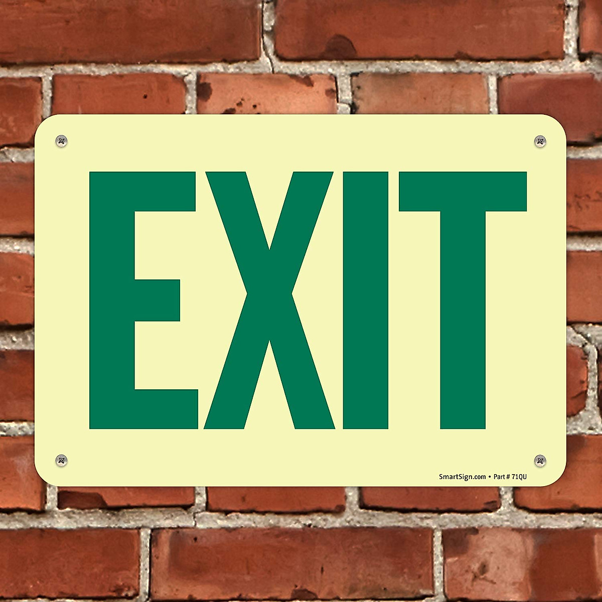 SmartSign "Exit" Sign | 7" x 10" Glow-in-The-Dark Aluminum