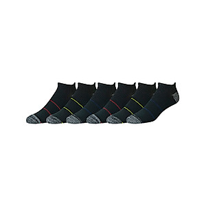Amazon Essentials Men's Performance Zone Cushion Athletic Tab Socks, 6 Pairs, Black, 12-14