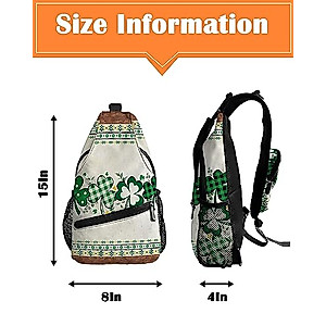 Sling Backpack, St. Patrick's Day Green Shamrocks Clover Southwestern Waterproof Lightweight Small Sling Bag, Travel Chest Bag Crossbody Shoulder Bag Hiking Daypack for Women Men