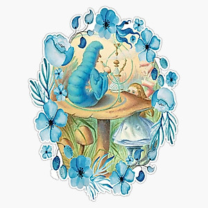 Alice and The Caterpillar - Alice in Wonderland Bumper Sticker Vinyl Decal 5"