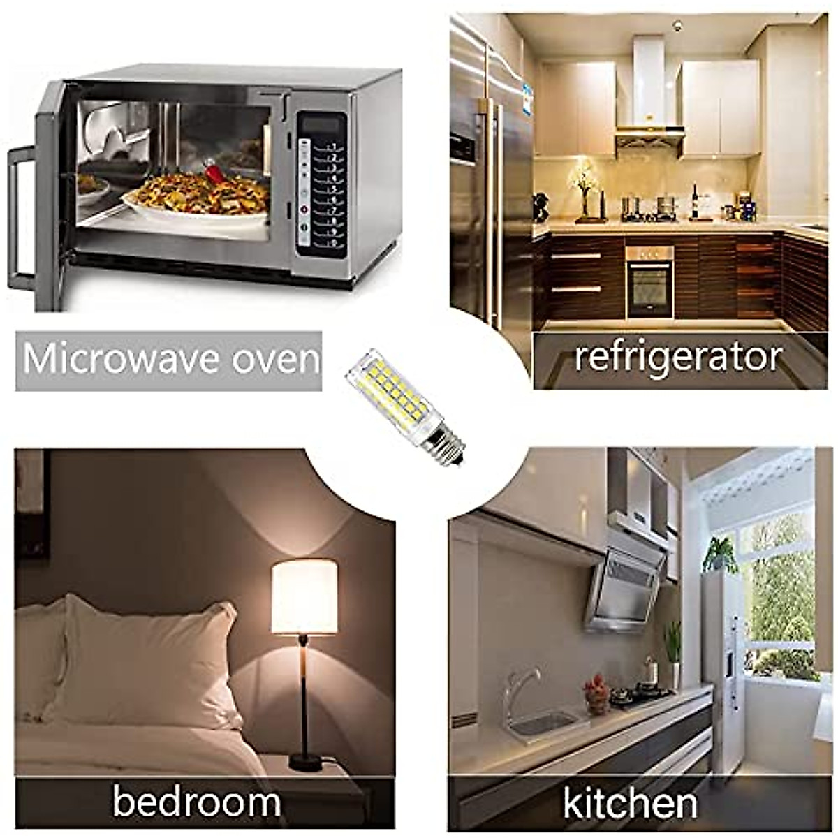 Microwave Oven Appliance 8W E17 LED Bulb (75W Halogen Bulb Equivalent) Dimmable Ceramic Body Appliance Bulb Microwave Oven Light Bulb (2-Pack, Daylight White 6000K)