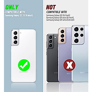 Oterkin for Samsung Galaxy S21 FE Case,Heavy Duty Military Grade Shockproof Case with Kickstand Ring Tempered Glass Screen Protector S21 FE Case Support Magnetic Car Mount (Black)