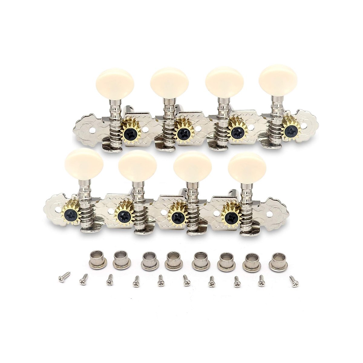 Metallor Guitar Machine Heads Tuning Pegs Tuning Keys for Mandolin Banjo and 8 String Guitars Instruments Double Hole Chrome Plating 4L 4R.