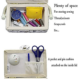 LUKEO Small Sewing Basket with Kit Accessories for Girls Kids Beginners Storage Box Removable Tray Notions