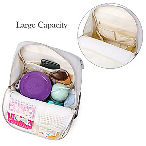 OUSIJOJO Diaper Bag Backpack, Modern Diaper Bag with USB Charging Port and Stroller Straps Baby Bags for Boys Girls, Large Capacity Multifunction Travel Nappy Back Pack for Moms Dads,Beige