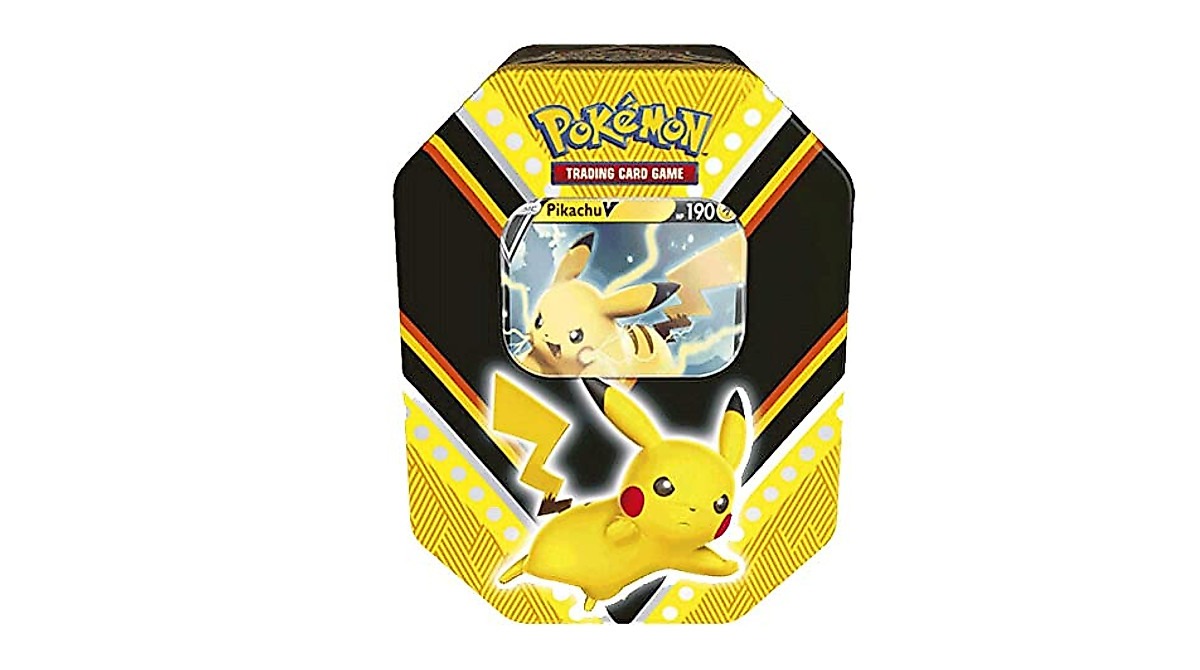 Pokemon V Power Tin Featuring Pikachu V - Collect & Boost Decks