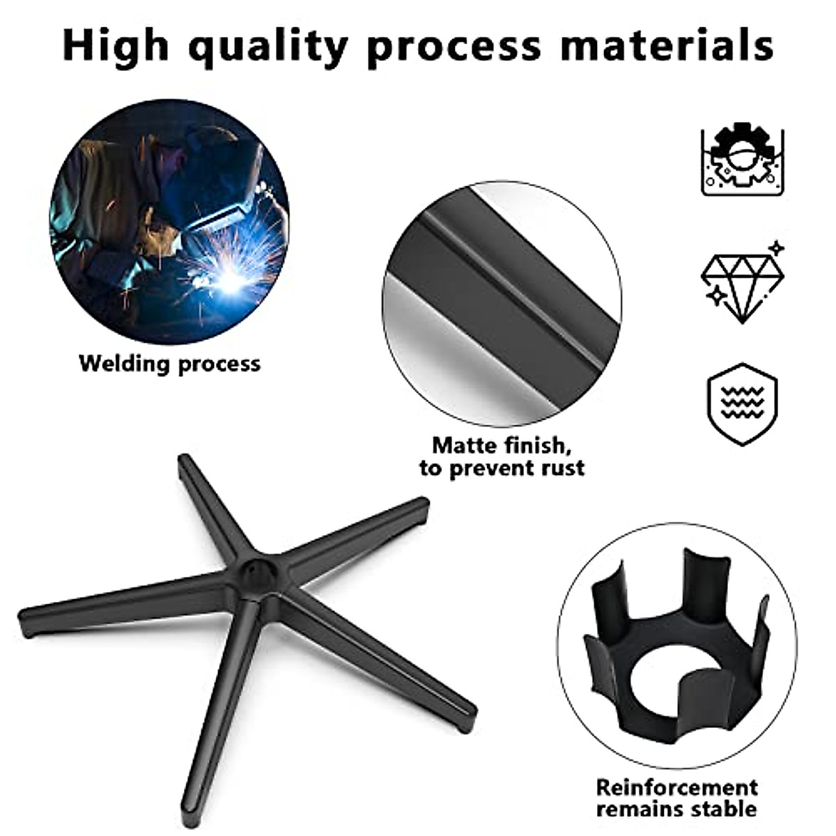 Office Chair Replacement Parts-28'' Heavy Duty Office Chair Base Replacement(2200Lbs) - Desk Chair Base Replacement Reinforced Metal Leg,Universal Caster and Gas Cylinder Size