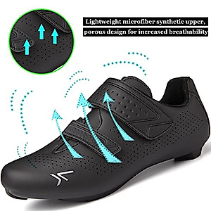 Mens Womens Cycling Shoes Compatible with Pelaton Road Bike Pelaton Shoes Riding Shoes Bicycle Pre-Installed Delta Cleats(1_Black,37)
