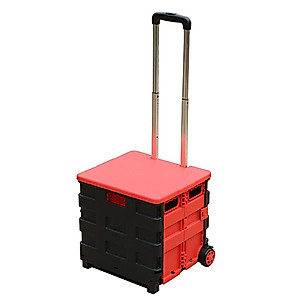 YGCBL Multifunction Portable Hand Trucks,Trolleyshopping Trolley Foldable Aluminum Alloy Engineering Plastic Red Pu Wheel Lightweight High Capacity, 20 Kg Load,B