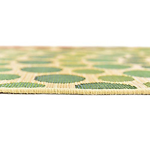 Unique Loom Outdoor Modern Collection Area Rug - Spark (2' x 6' 1" Runner, Beige/ Burgundy)