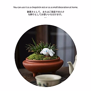 STJDM APULM Long-eared rabbit expression ceramic chopstick rest super cute pictogram 4 chopstick rest suitable for home, study, dining table, bistro.