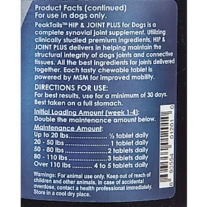 KALA HEALTH PeakTails Arthrix Plus, 90 Count Tablets, Provides Hip & Joint Support for Dogs, Formulated with Clinically Studied Ingredients, MSM, Glucosamine, Chondroitin