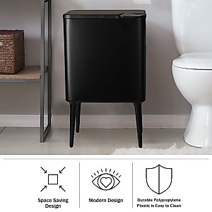 Home-Complete Trash Can - 8.7-Gallon Trash Can with Lid, Removable Legs, and 3L Recycling/Compost Bin - Odor-Resistant Kitchen Trash Cans (Black)