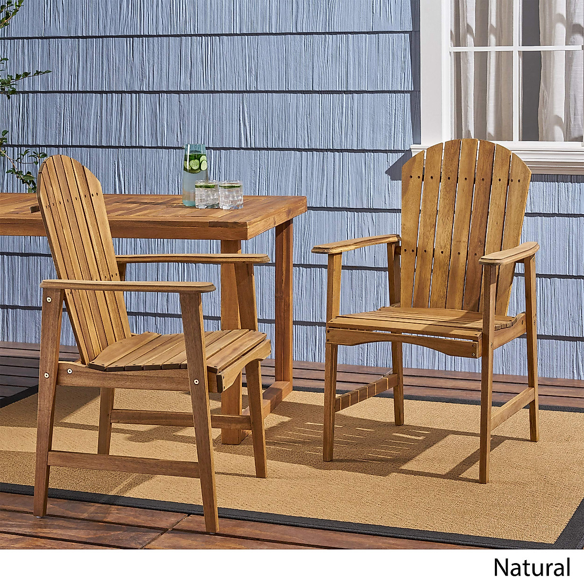 GDFStudio Outdoor Weather Resistant Acacia Wood Adirondack Dining Chairs (Set of 2), Natural Finish