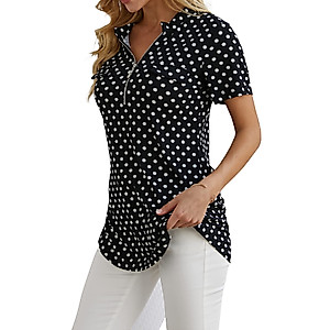 Ninedaily Polka Dot Blouse for Women,Flattering Lightweight Tunics for Legging/Jeans/Shorts Summer Shirts 2024 Ladies Big Loose Fitting Linen Tops Peplum 8 10