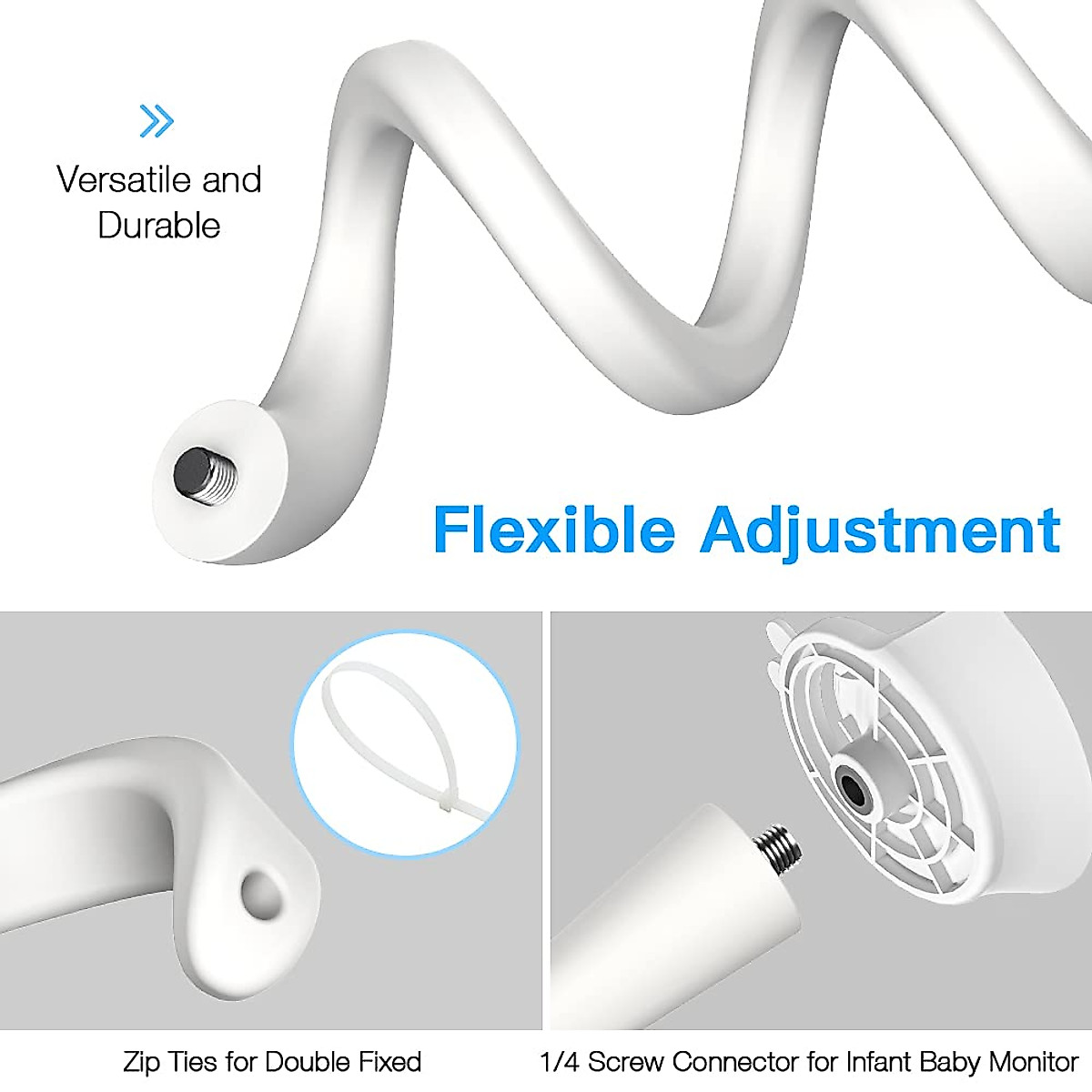 Koroao Flexible Twist Mount for Nooie Baby Monitor Without Tools or Wall Damage