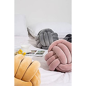 Soft Knot Ball Pillow, 7.8'' Velvet Round Knotted Pillow Cushion Home Decorative, Knot Pillow for Home Sofa Couch Bedroom Living Room Decor, Light Purple