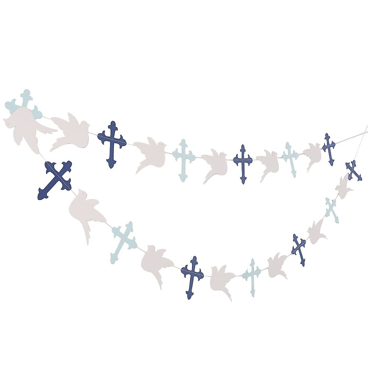 LINGANA First Communion Baptism Decorations - Dove and Cross Garland, God Bless Banner, God Bless Decorations, First God Bless Decor, Confirmation Decorations, Photo Props Crosses,1st Communion Party, Boy or Girl Baptism Decor