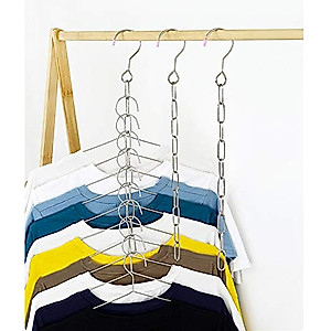 Falytemow Stainless Steel Space Saving Hanger Chains Magic Hangers Closet Space Saver Hanger Organizer Cascading Hangers Gain 80% More Space Set of 4