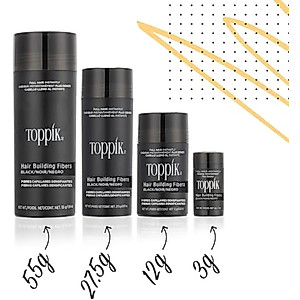 Toppik Hair Building Fibers, Black, 27.5g | Fill In Fine or Thinning Hair | Instantly Thicker, Fuller Looking Hair | 9 Shades for Men & Women