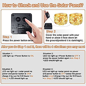 BOLWEO 2 Pack Solar Powered String Lights, Solar Fairy Lights,16.4Ft 50LED Waterproof Wire Lighting for Indoor Outdoor Christmas Tree Halloween Diwali Home Garden Decoration(Warm White)