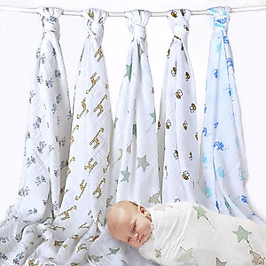 YeahiBaby Baby Muslin Swaddle Blanket Baby Infant Muslin Gauze Cotton Blanket Breathable Cotton Baby Receiving Blanket for Baby Boys and Girls