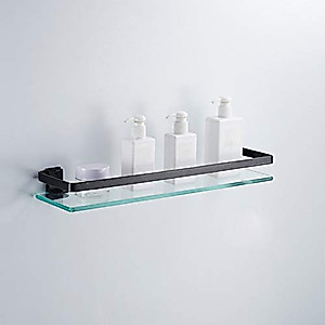 Cabilock Bathroom Glass Shelf Floating Wall Mounted Shower Organizer Cosmetic Toiletries Storage Holder for Kitchen Bathroom