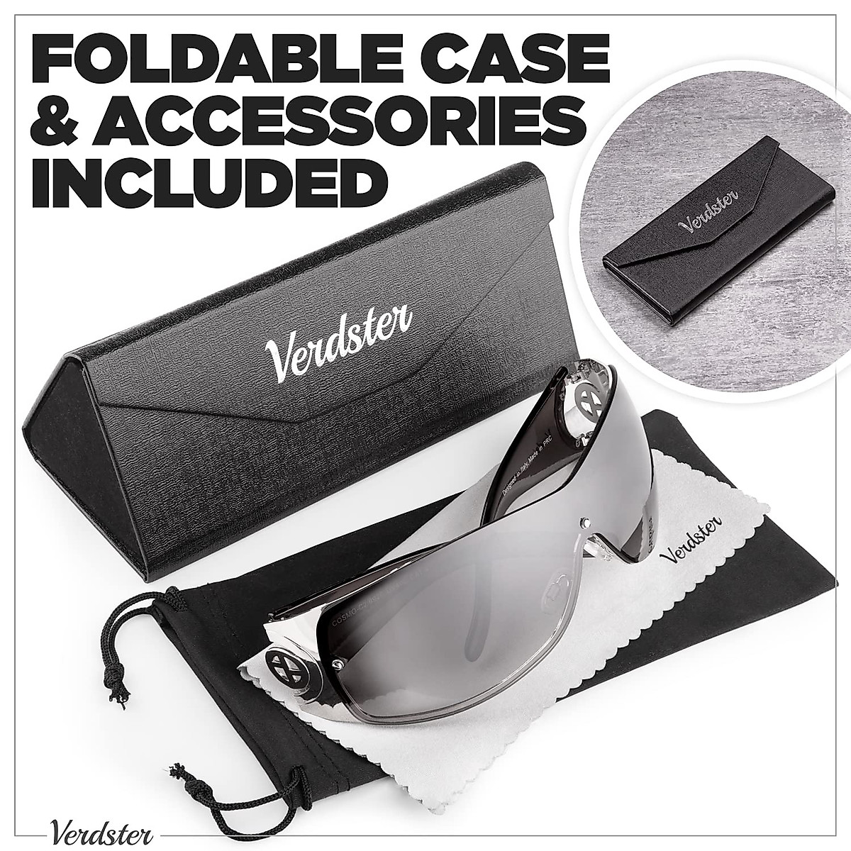 Verdster Sunglasses for Women - Oversized Womens Sunglasses - Ladies Trendy Sun Glasses Wraparound Non Polarized Sunnies – Large Y2K Shield Shades - Cosmo Black