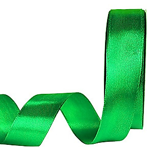Ramya Solid Color Double Satin Ribbon 1Inches X 50Yards, Ribbon is Great for Gift Wrapping, Bows, Sewing, Parties, Wedding Decorations (Green)