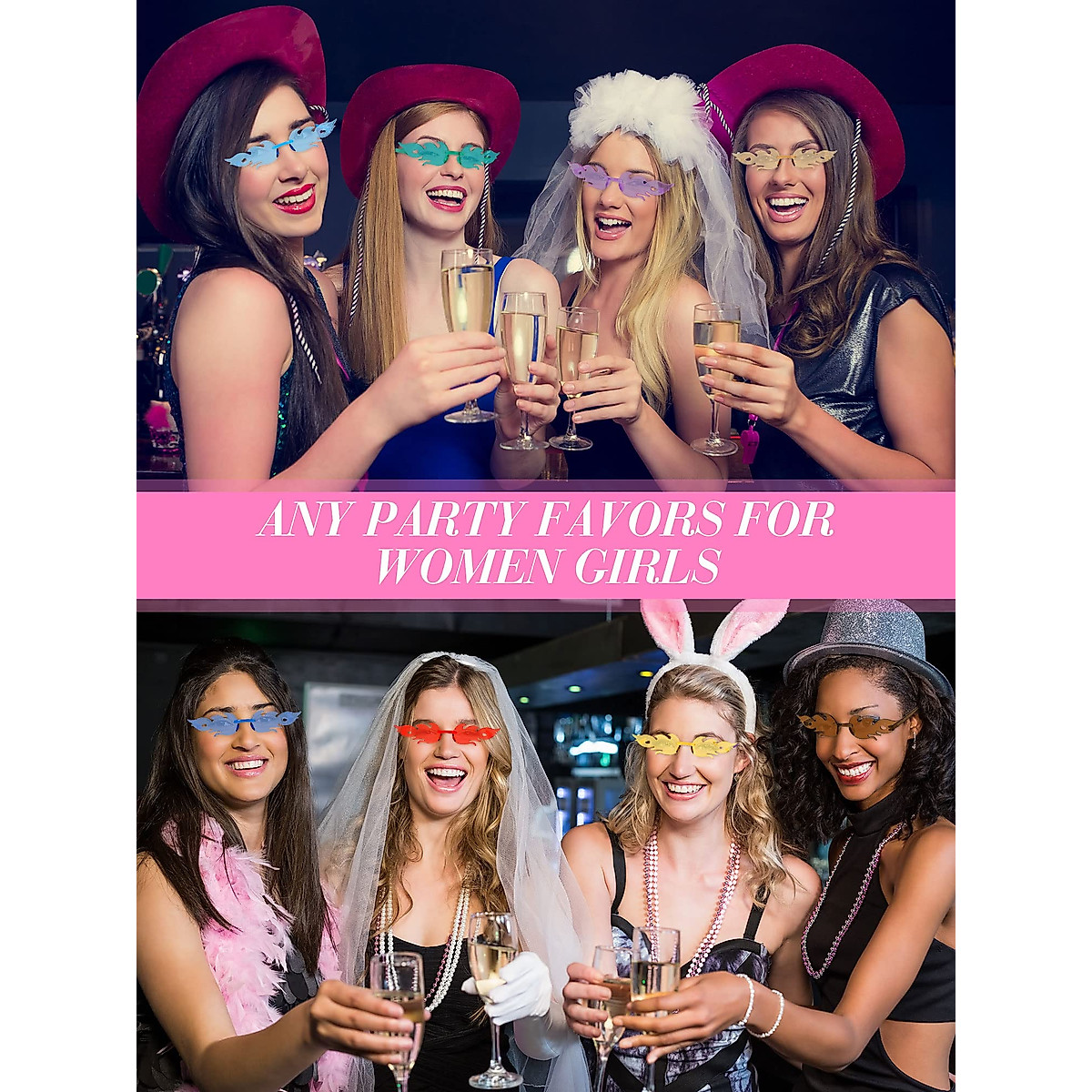 Dunzy 12 Pairs Fire Shaped Sunglasses Rimless Flame Glasses Wave Fire Y2K Glasses Frameless Eyewear(Stylish Colors)