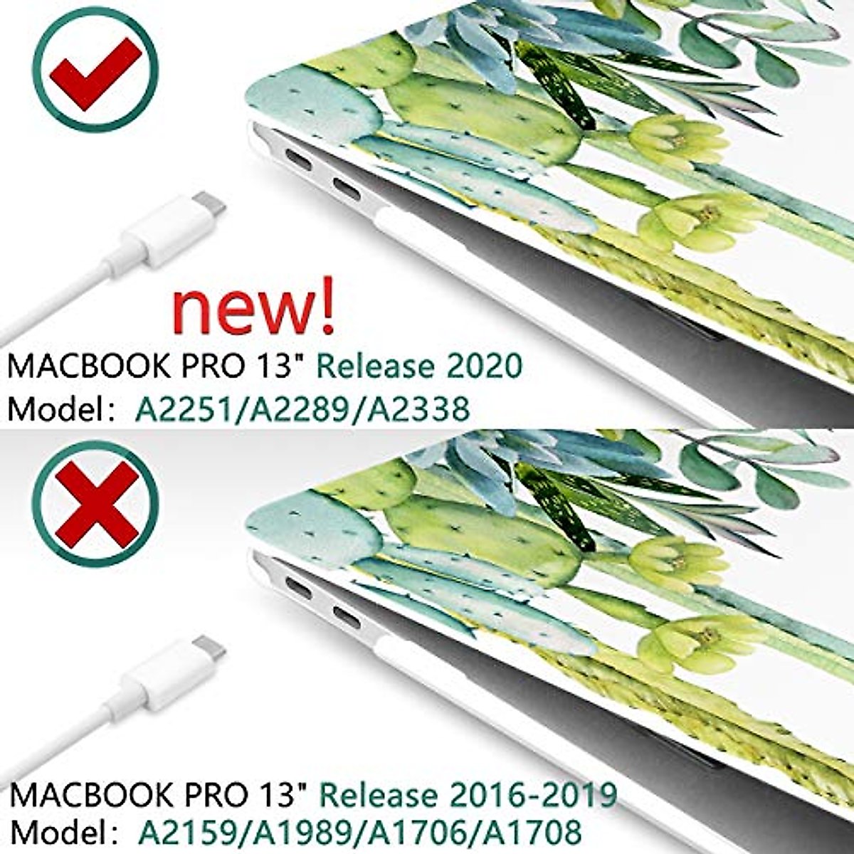 Batianda Laptop Case for MacBook Pro 13 inch 2022 M2 Chip 2021 2020 A2338 M1 A2289 A2251 Model,Hard Shell Case with Keyboard Cover & Screen Protector for Newest Mac Pro 13 with Touch Bar, Cactus