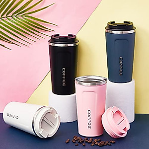 8 Pcs 17 oz Tumbler Insulated Travel Mug with Lids Vacuum Thermal Leakproof Coffee Cup Stainless Steel Double Walled Insulated Coffee Tumbler Portable Reusable Coffee Bottle for Hot Cold Drinks