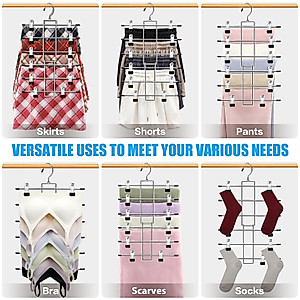3 Pack Closet-Organizer-Pants-Hangers-Space-Saving,Metal Closet-Organizers-and-Storage,6 Tier Organization and Storage Short Skirt Hangers Cilp,Dorm Room Essentials for College Students Girls Boys Guy