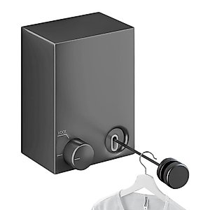 DWQOO Retractable Clothesline Indoor Outdoor Clothes Line, Portable Heavy Duty Washing Line, Heavy Duty Clothes Drying Laundry Line, Wall Mounted Drying Rack Clothing Line, Secure Lock System-Black