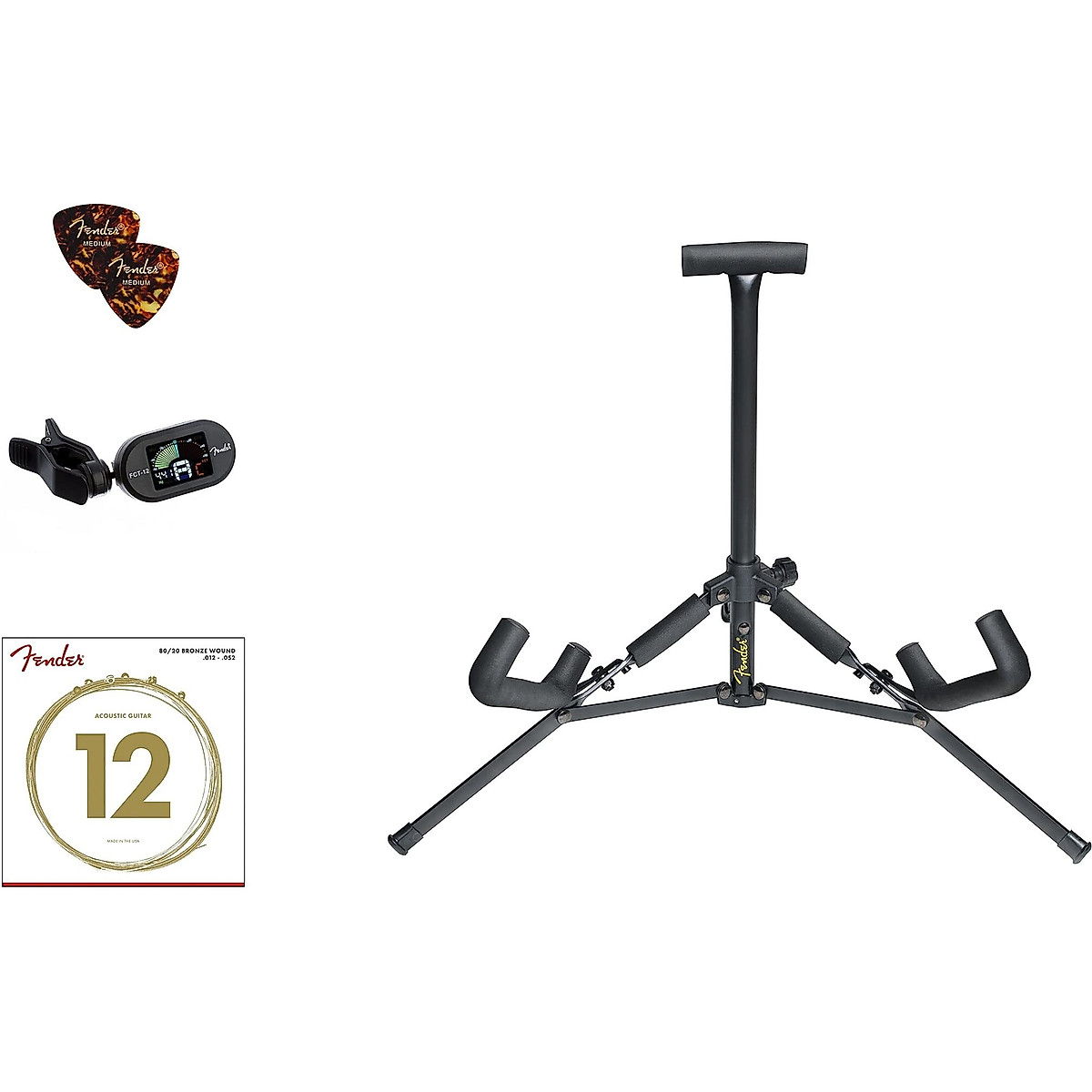 Fender DE FA-125 Dreadnought Acoustic Guitar Pack, 3-Color Sunburst, with Gig Bag and Accessories