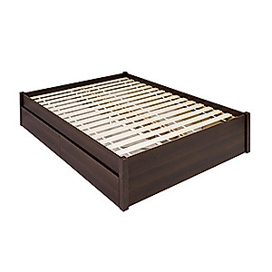Prepac Select Queen 4-Post Raised Platform 4-Drawer Storage Bed, Modern Queen Storage Bed with Drawers 83" D x 63" W x 16" H, Espresso, EBSQ-1302-4K