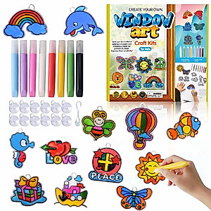CIRO Kids Arts Crafts, DIY Paint Your Own Window Art, Suncatchers Kits for Girls & Boys