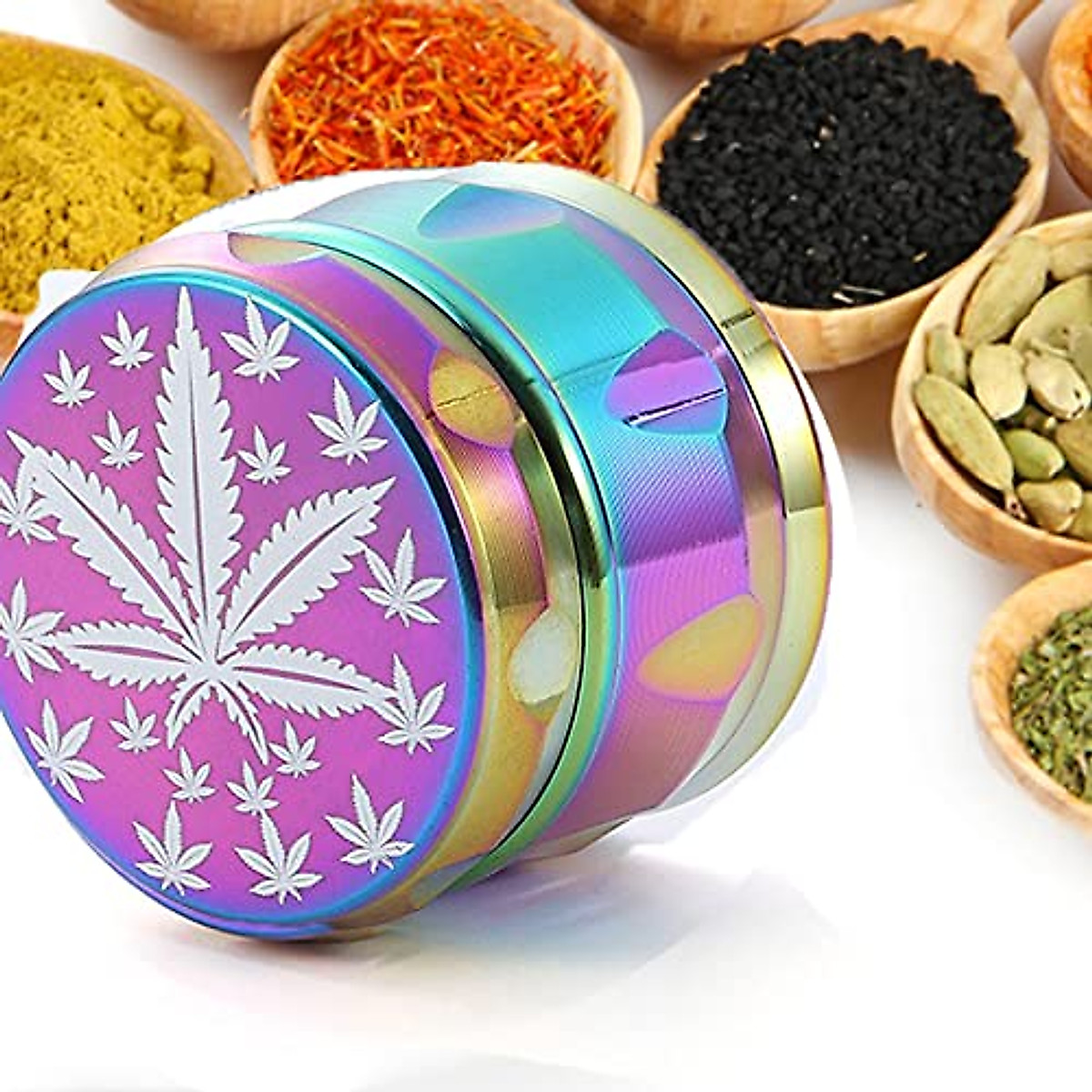 Upgrade Bling Rainbow Grinder Rainbow with Gear(Leaf) Grinder 2.5"