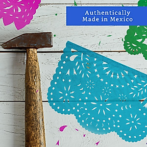 Mexican Party Banners (5 Pack - 10 Tissue Paper Flags per Banner/NOT Plastic) - Papel Picado Banner - Mexican Themed Party Decorations - Papel Picado Mexicano para Fiesta - Fiesta Party Decorations