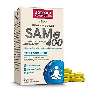 Jarrow Formulas SAMe 400 mg, Supports Joint Health, Liver Function, Brain Metabolism, 60 Tablets, Up To a 60 Day Supply