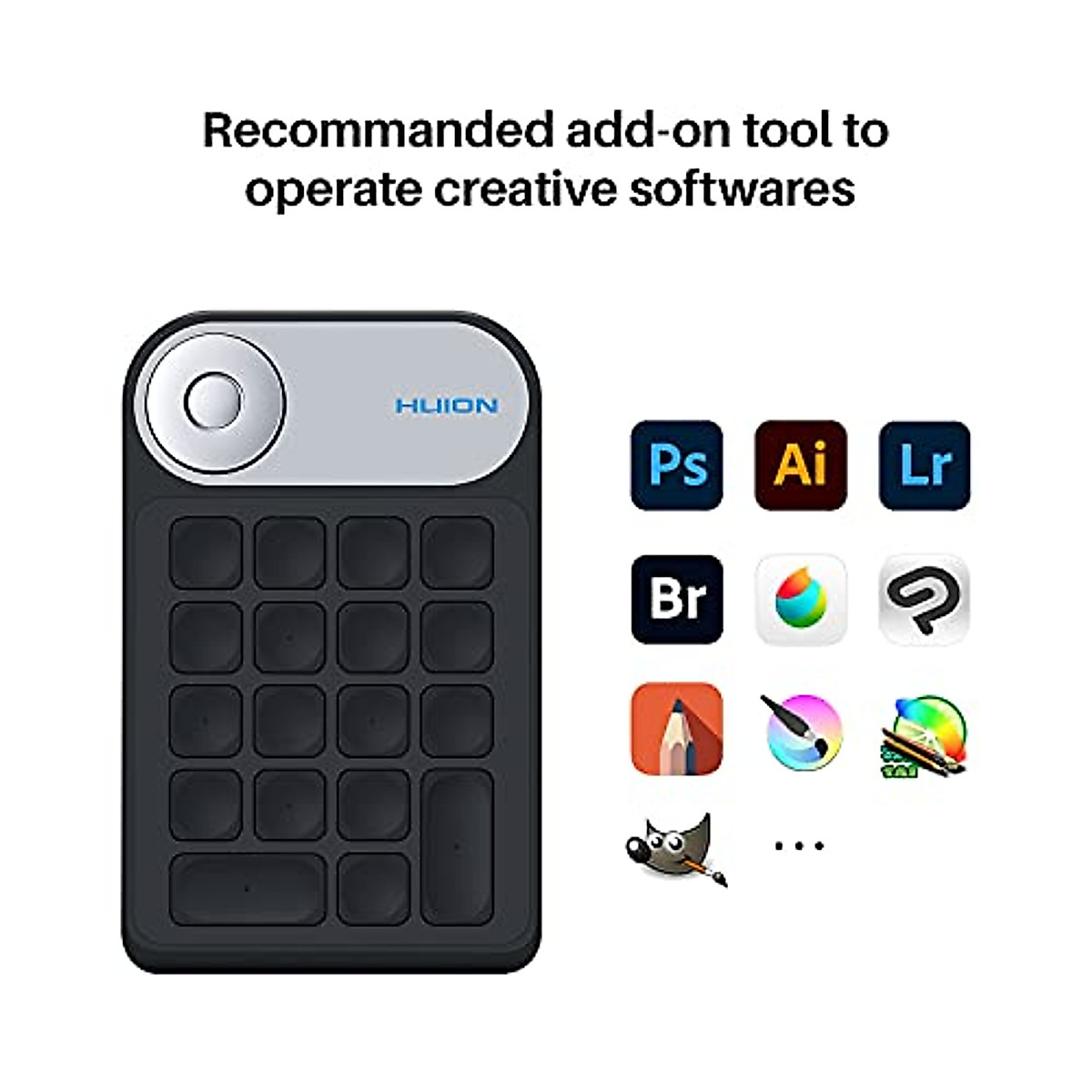 HUION Mini KeyDial KD100 Wireless Express Key Remote Control Shortcut Keyboard with Dial 18 Customized Express Keys for Graphics Drawing Tablet, PC, Mac, Laptop, Surface Pro