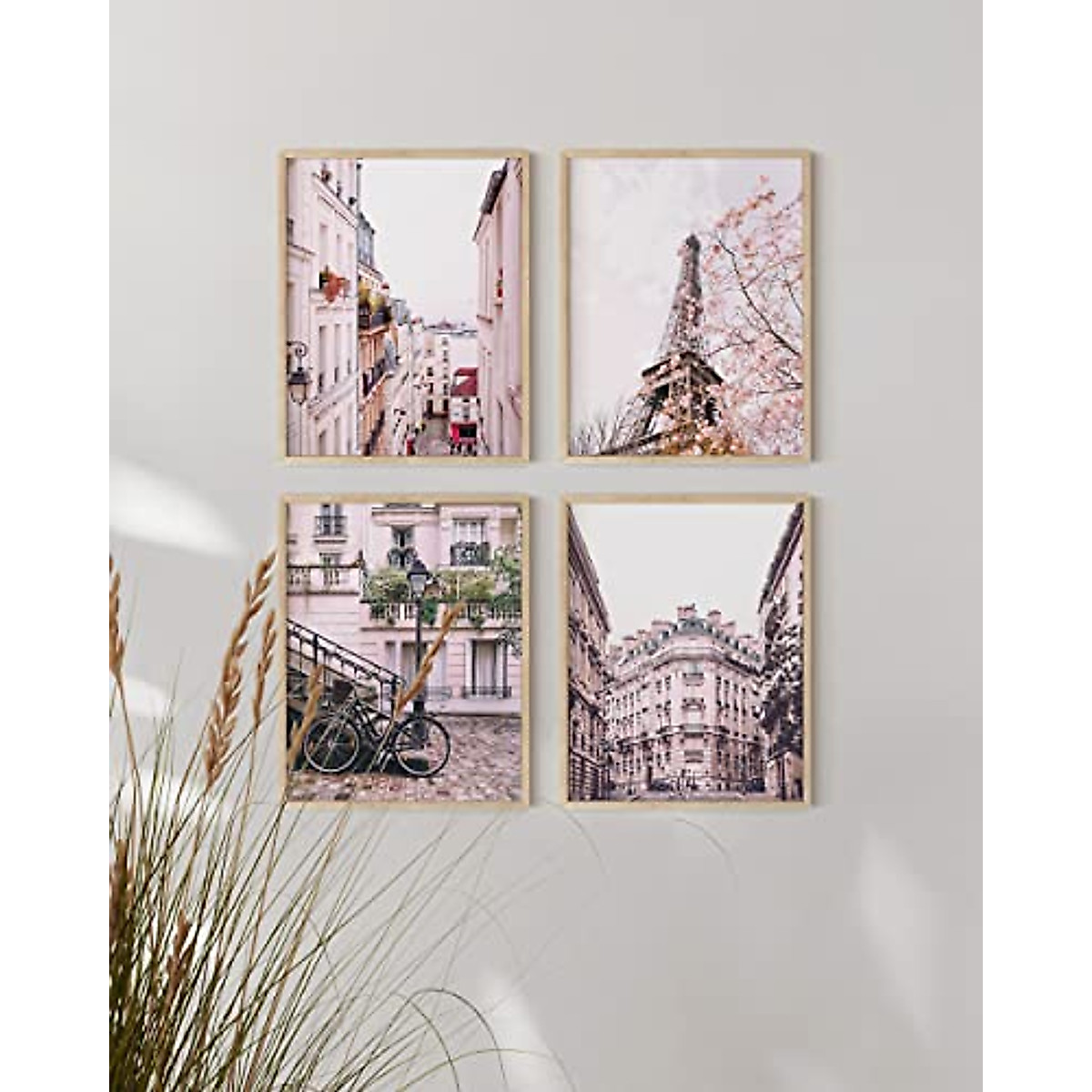 HAUS AND HUES Pink Paris Wall Decor Set of 4 Paris Wall Art and Paris Themed Bedroom Decor | Paris Decor for Bedroom, Paris Poster, Preppy Room Decor, Paris Bathroom Decor (8" x 10", UNFRAMED)