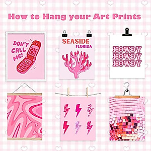 GENSTEUO 9Pcs Cute Preppy Room Decor Aesthetic, Preppy Wall Art, Preppy Posters Paintings, Cute Pictures Prints for Bedroom Dorm Decorations, Preppy Pink Poster Wall Collage (8x10 UNFRAMED)