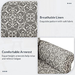 BELLEZE Upholstered Wingback Accent Chair, Fabric Armchair Club Chair, Nailhead Trim High Back Patterned Corner Chair for Living Room Bedroom - Rosette (Gray)