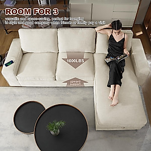 COOSLEEP 99” L-Shape Convertible Sectional Couches Sofas with 190L Storage Chaise,Chenilee Upholstered Sofas with Removable Cushion and Detachable Cover,USB and Type-c Charging for Living Room