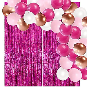 Barbie Bachelorette Party Decorations Valentine's Day Decorations Pink Princess Birthday Party Decorations Girl Barbie Princess Party Decorations Hot Pink and White Balloons Garland