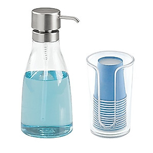 iDesign Paper & Plastic Disposable Cup Dispenser for Bathroom Countertops, The Clarity Collection – 3” x 3” x 5”, Clear