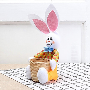 Easter Gift Baskets Empty Easter Basket for Children Easter Hamper Kids Easter Gifts Cute Bunny Easter Basket Eggs Candy Gifts Storage Rabbit Basket Easter Decoration Home Decor for Easter Day Yellow