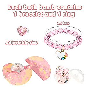 Bath Bombs for Kids with Surprise Inside 6 Large Organic Bubble Kids Bath Bomb with Bracelets and Rings Toys Safe and Natural bathbombs Easter Gifts for 4 5 6 7 8 9 Years Old Girls Birthday Christmas
